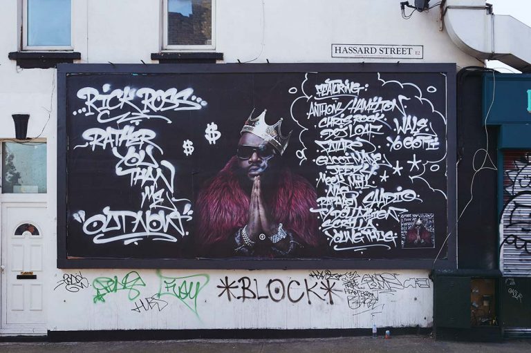 Rick Ross billboard graffiti - BUILDHOLLYWOOD